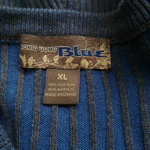 Pronto Uomo | Sweaters | Pronto Uomo Blue Ribbed Sweater Long Sleeve ...